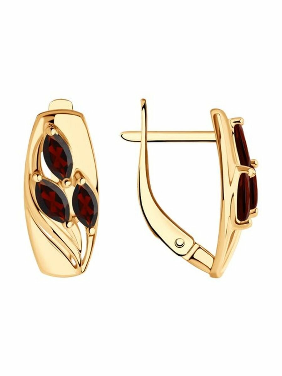Серьги, красное золото, 375 проба, гранат
