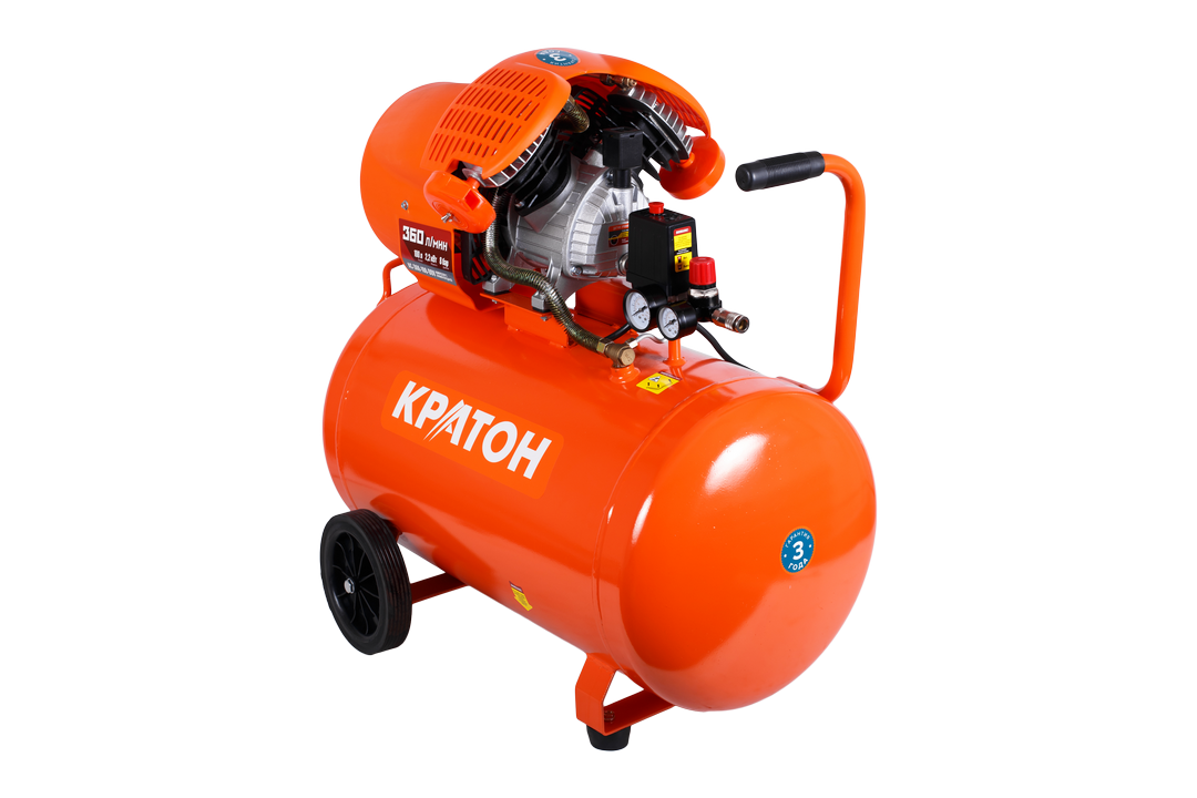Компрессор с прямой передачей Кратон AC-360-100-DDV, производительность 360 л/мин, ресивер 100 л
