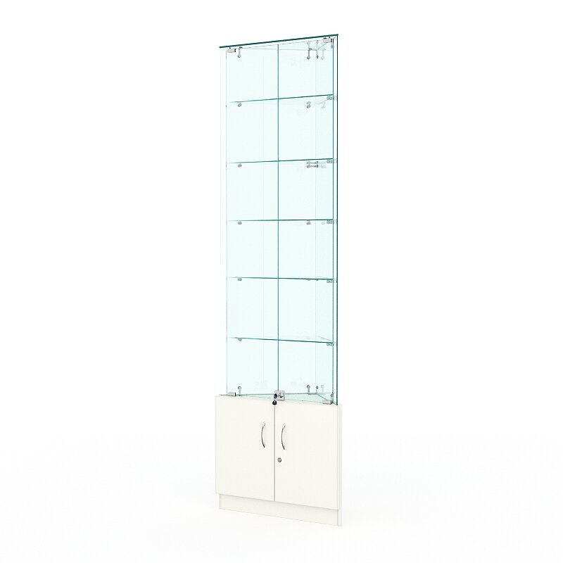 Витрина стеклянная "истра" угловая №505-У трехгранная (с дверками, бока - стекло), Белый