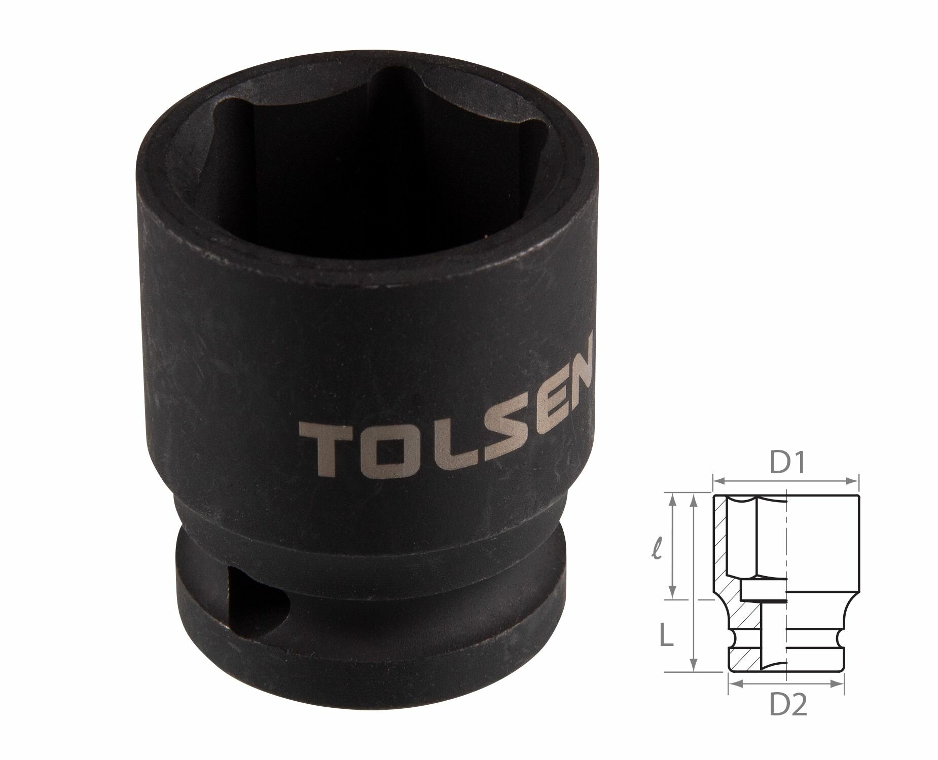 TOLSEN Головка торцевая ударная шестигранная 1/2", 24 мм TT18224