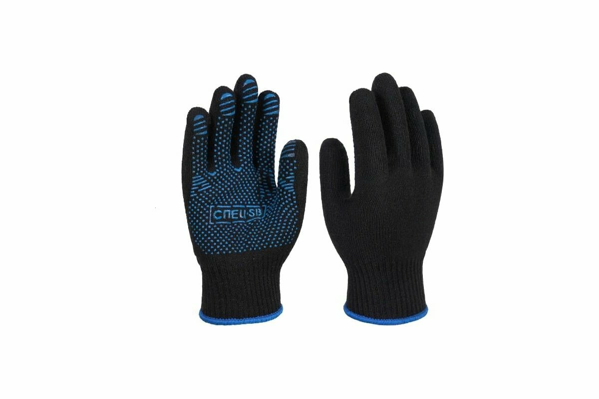 Спец-sb PRO перчатки х/б с ПВХ черные, 1 пара, код 3.1211.011, защитные рабочие перчатки