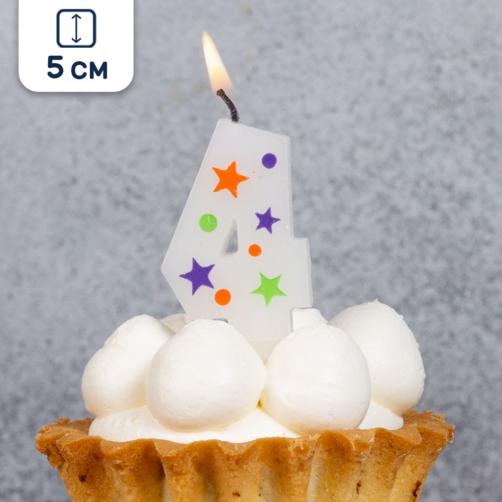 Свеча цифра 4 Звезды 5см