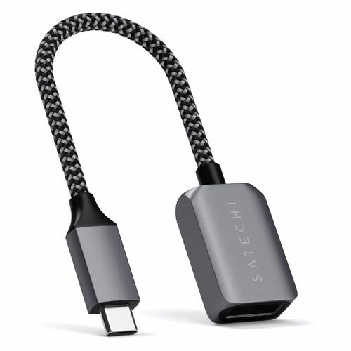 Адаптер Satechi, USB Type-C (m) - USB (f), 0.03м, в оплетке, серый [st-ucatcm]