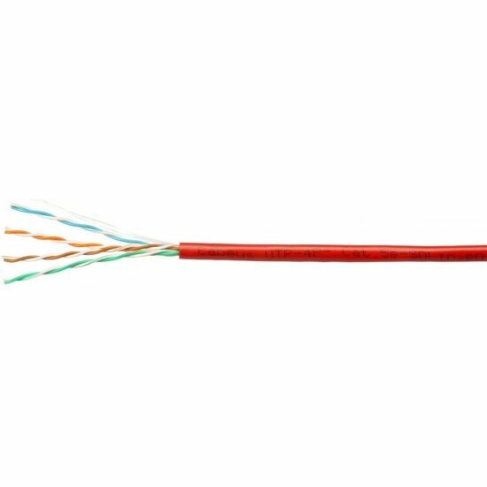 Кабель витая пара Cabeus UTP (U/UTP) UTP-4P-Cat.5e-SOLID-RD-100 кат. 5e, 4 пары (24 AWG), одножильный, PVC нг(А)-LS, красный (100 м)