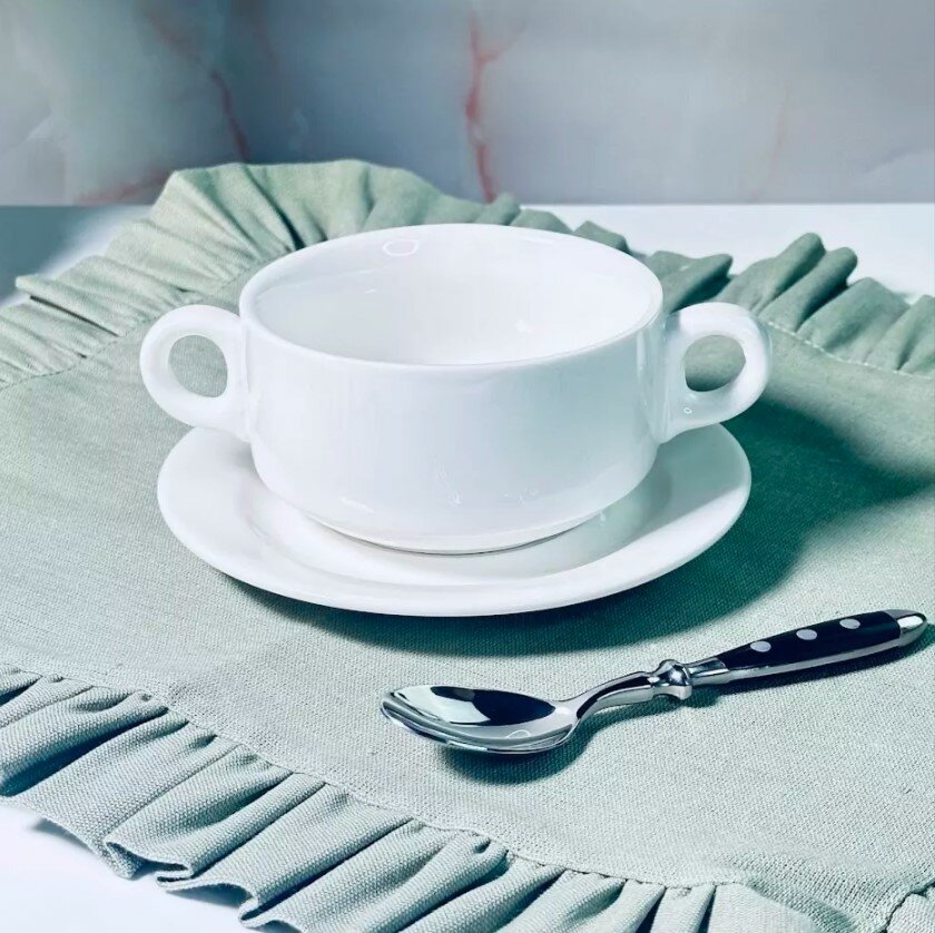 Бульонница 11,5см,400 мл с блюдцем BIANCO Фарфор 118-127 118-118-127