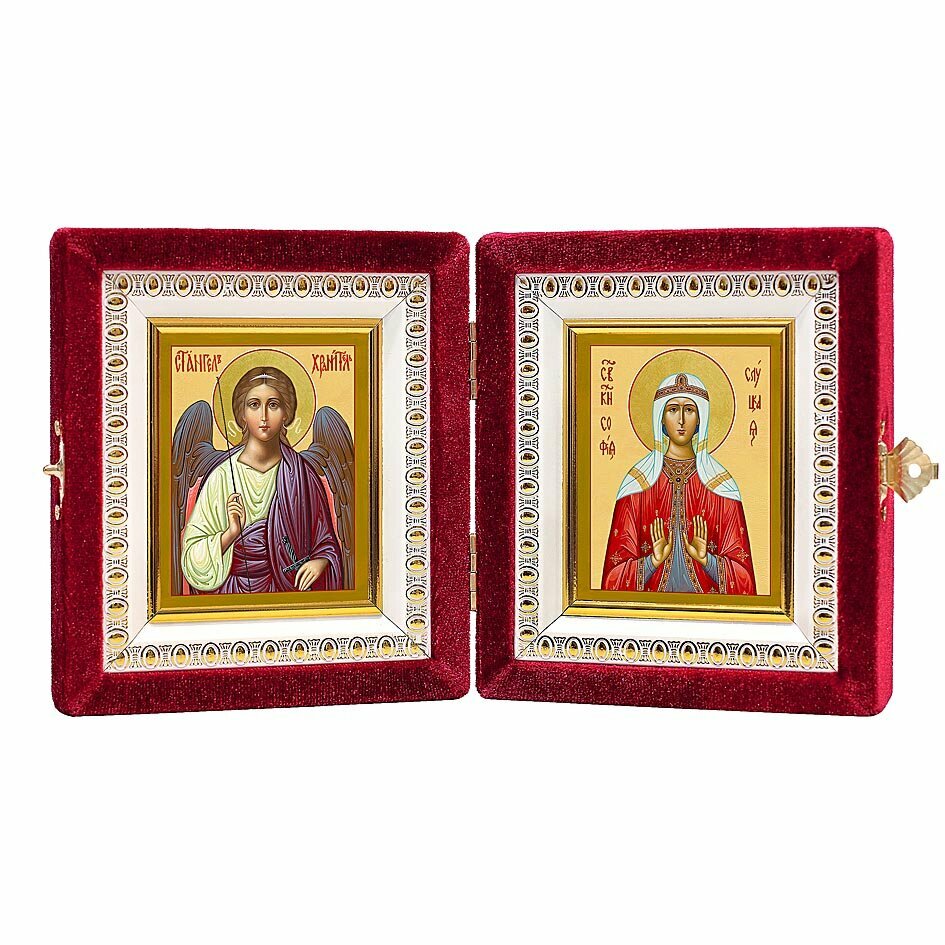 Складень именной "Праведная княгиня София Слуцкая - Ангел Хранитель", размер ликов 6*7,5 см