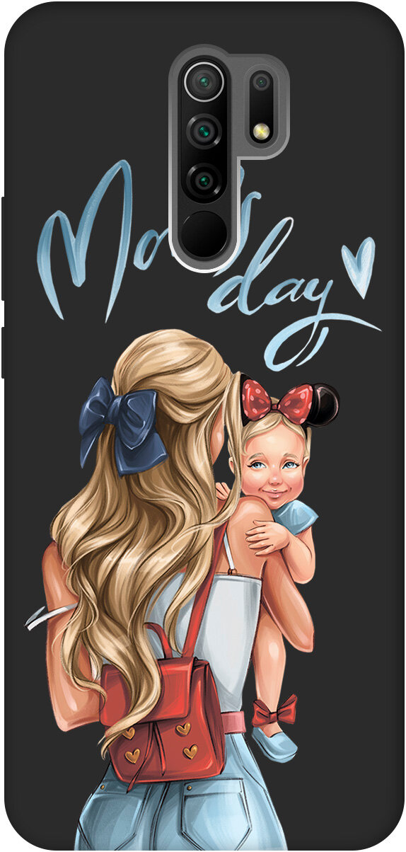 Матовый чехол Mom's Day для Xiaomi Redmi 9 / Сяоми Редми 9 с 3D эффектом черный