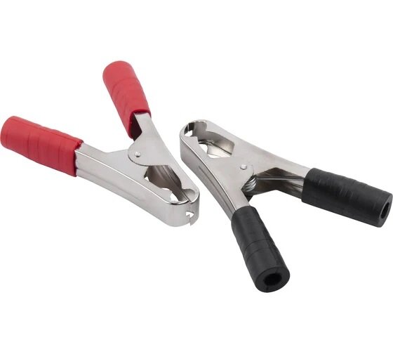 Зажимы (крокодилы) для пусковых проводов 100А 105мм (красный+черный) AUTOVIRAZH AV010204 2шт *