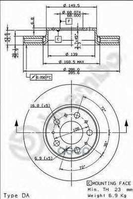 Диск тормозной VOLVO S60 I (384) T5 2004-2010 шт. Brembo арт. 09.8633.10