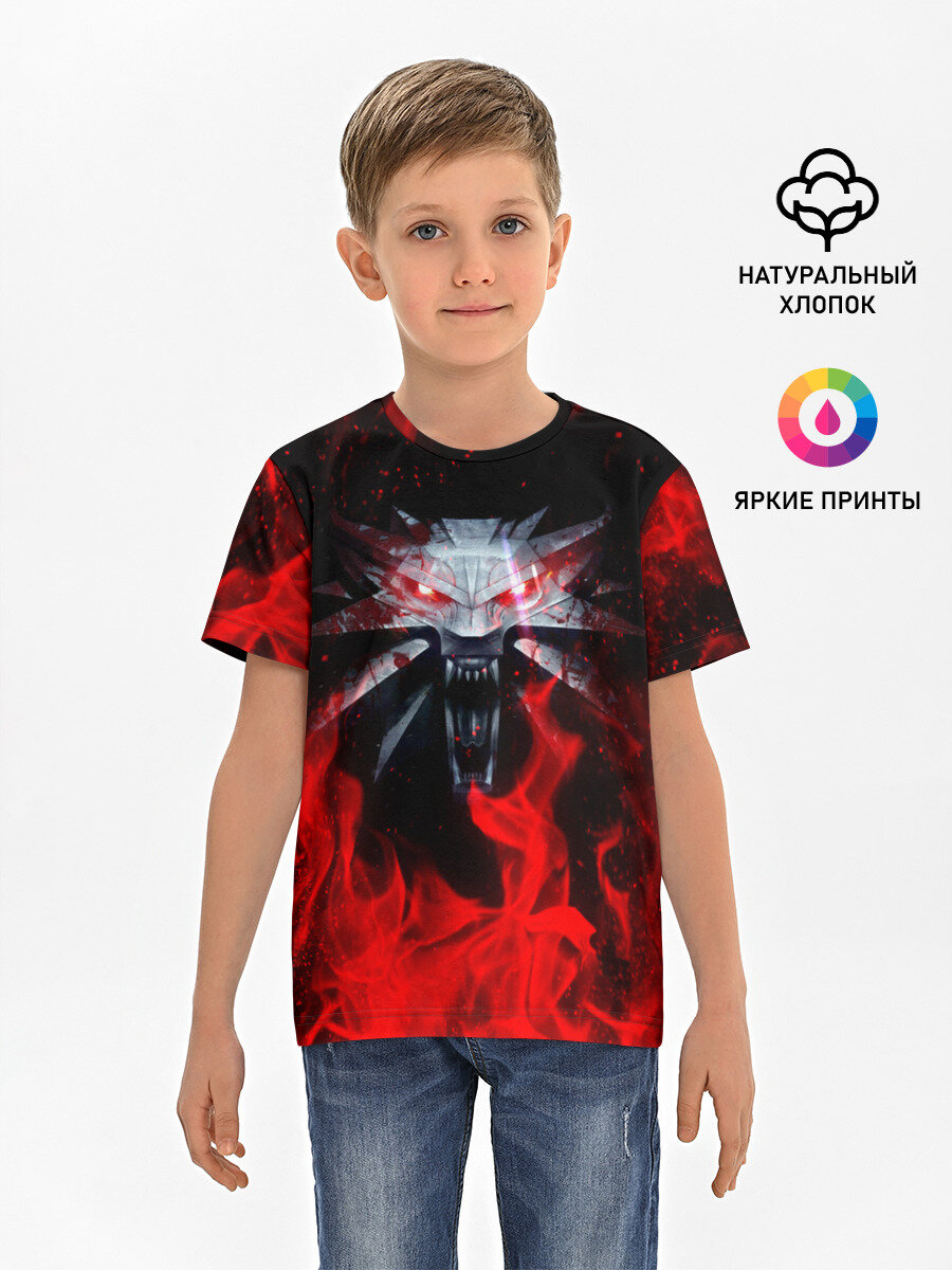 Футболка хлопковая детская ВЕДЬМАК / THE WITCHER / ГЕРАЛЬТ | ВОЛК WOLF