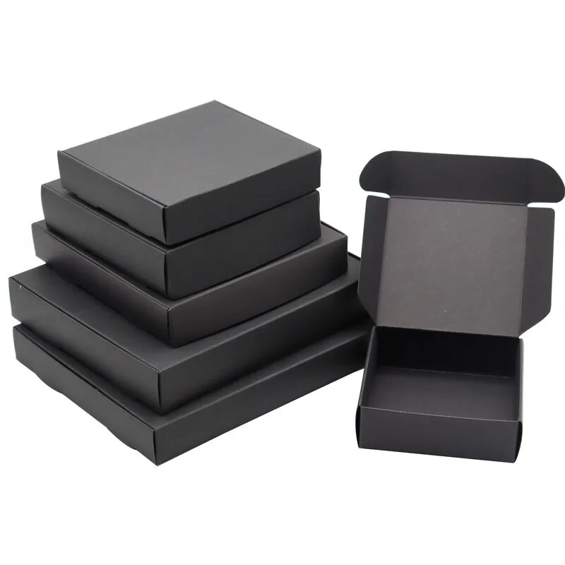 Подарочные коробки из крафт-бумаги Lateher Черный, black, 9x9x2cm