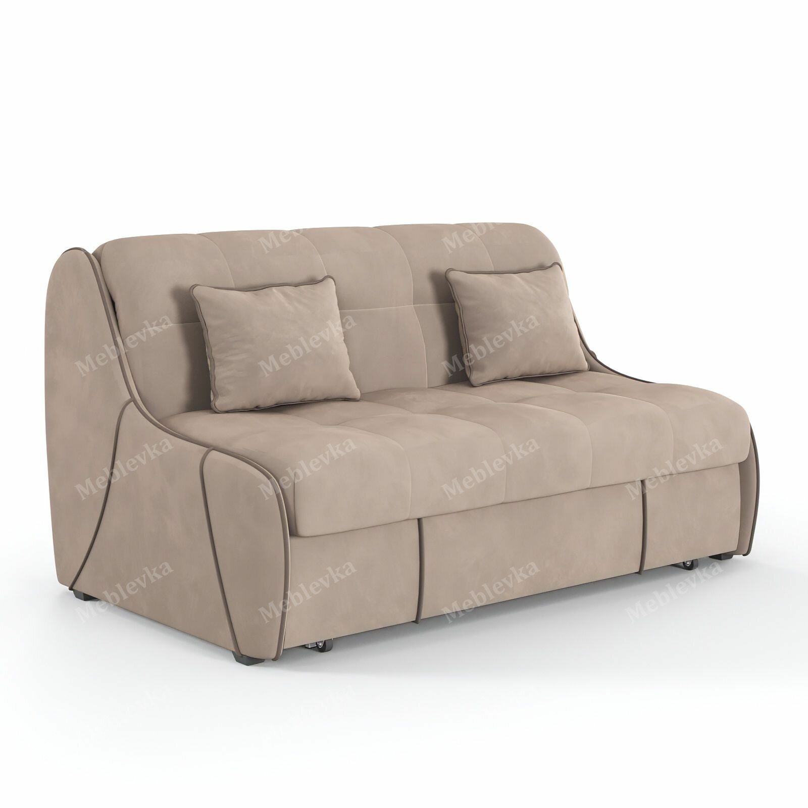 Meblevka Диван-кровать аккордеон Рио / Диван раскладной прямой Рио, 150х107х90, велюр BINGO SAND кант BINGO VISION
