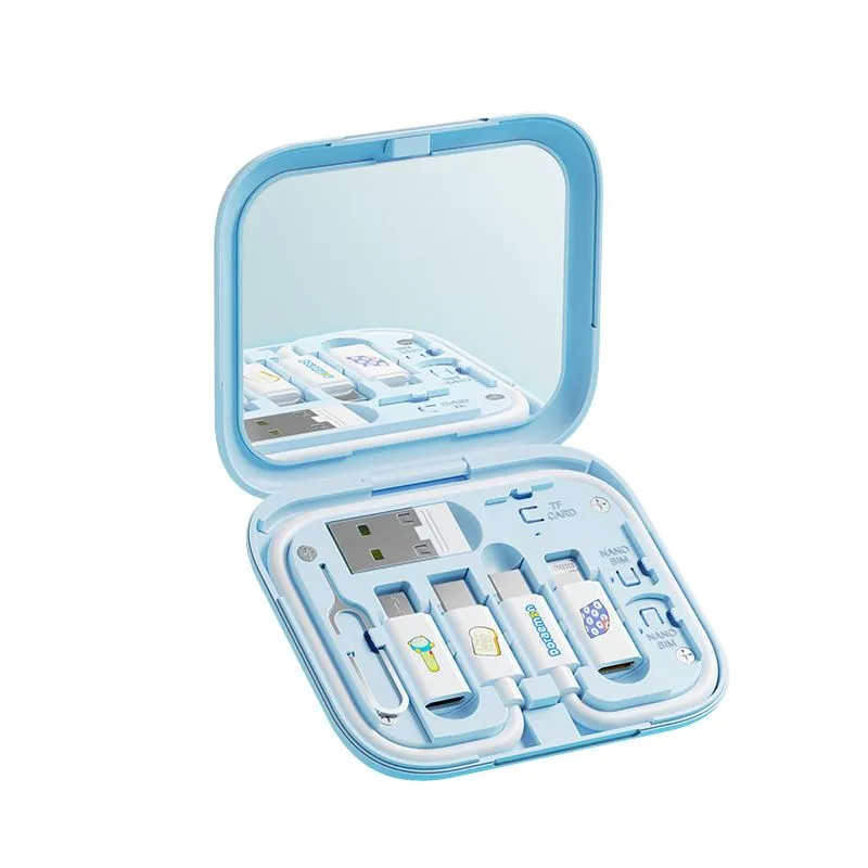 Многофункциональный набор для зарядки различных устройств Doraemon Multifunctional Charging Cable Set голубой