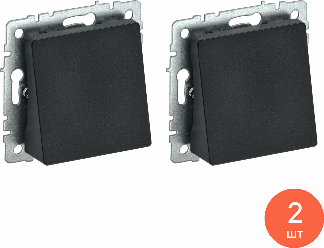 Вывод кабеля IEK / ИЭК Brite МВ10-БрЧ скрытой установки, из пластика, цвет черный, 70.8х70.8х23.1мм, IP20 / электрика (комплект из 2 шт)