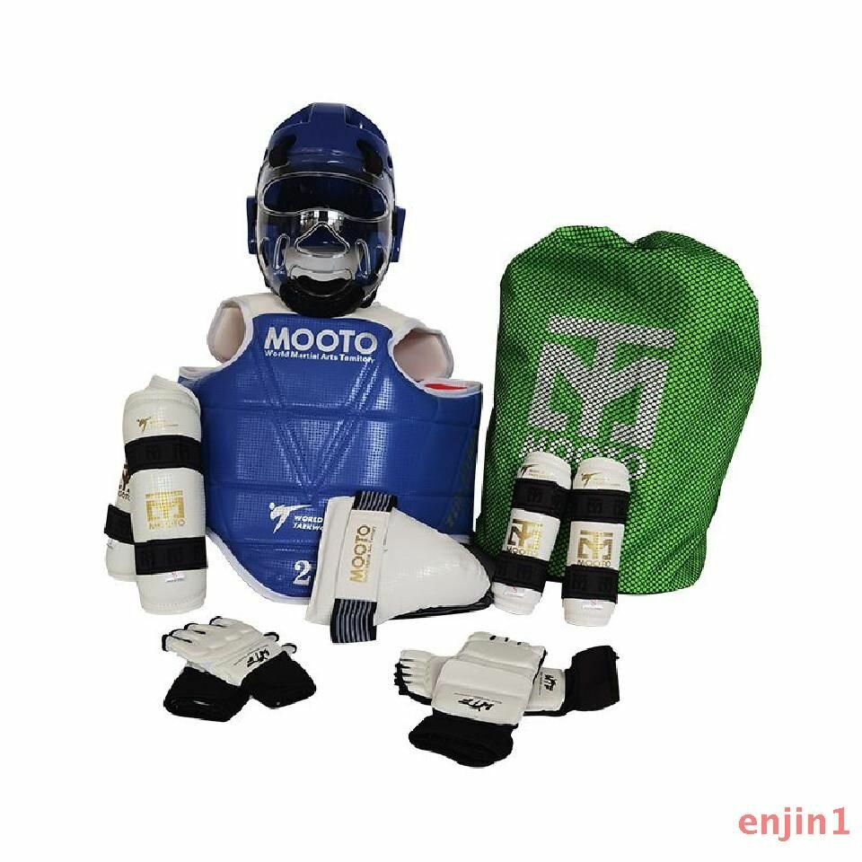 Защитное снаряжение для тхэквондо 2#130-150cm, Синий,8штук, с сумкой для хранения, мужчина