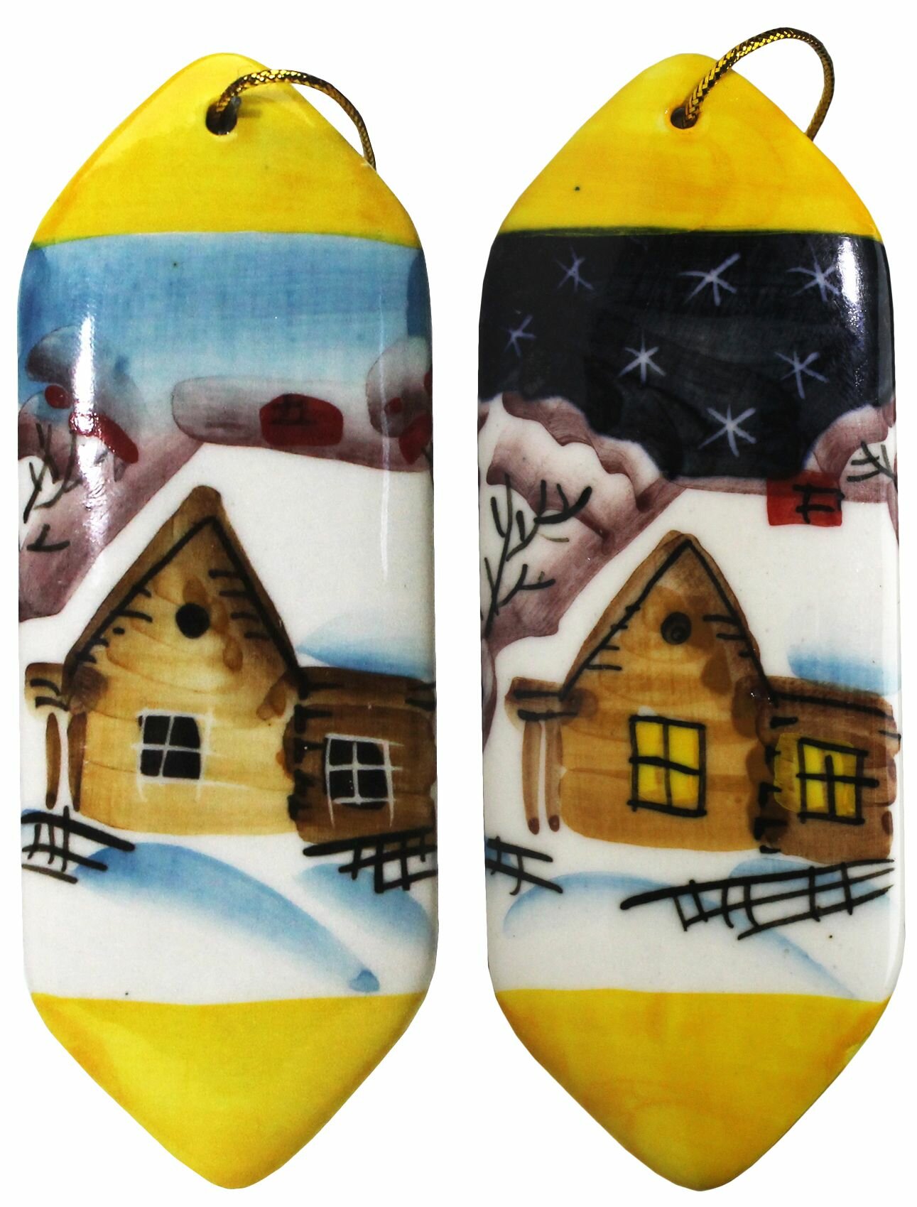 "Конфеты" 2 штуки в картонной коробке Набор фарфоровых елочных игрушек украшений цветная коллекция