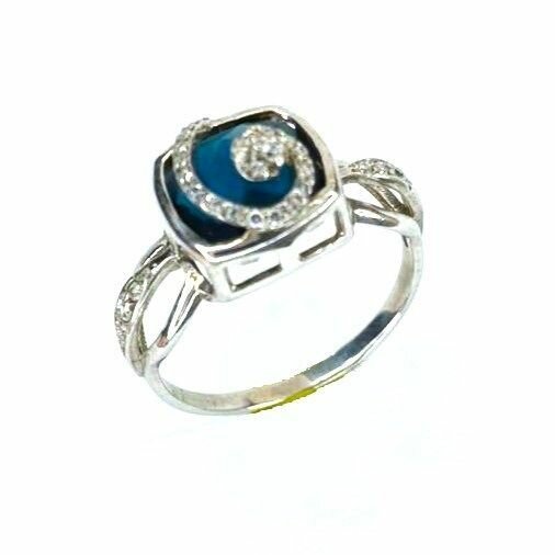 Кольцо тонкое, серебро, 925 проба, родирование, фианит