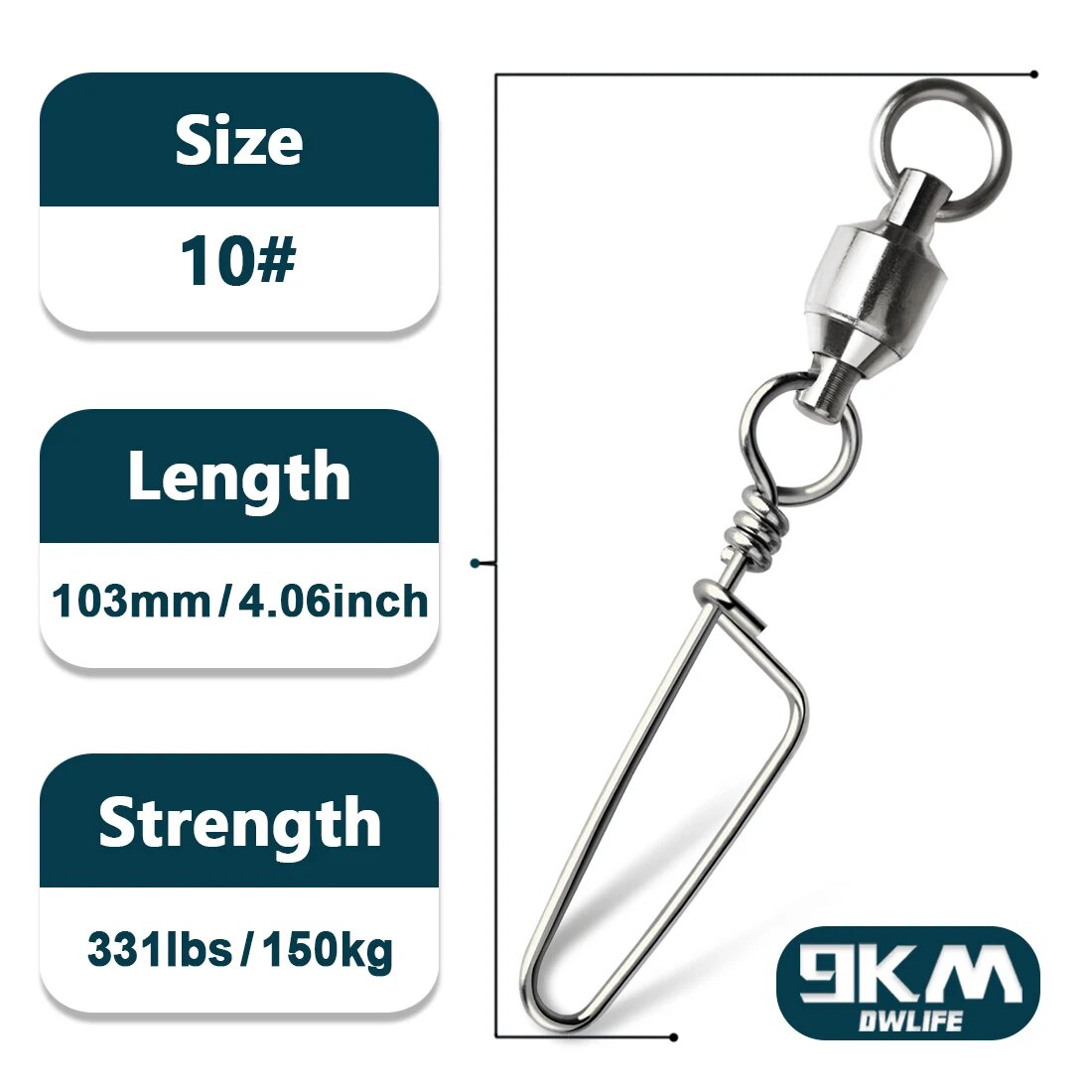 Вертлюг 9KM DWLIFE Size 10, 103mm, 331lbs
