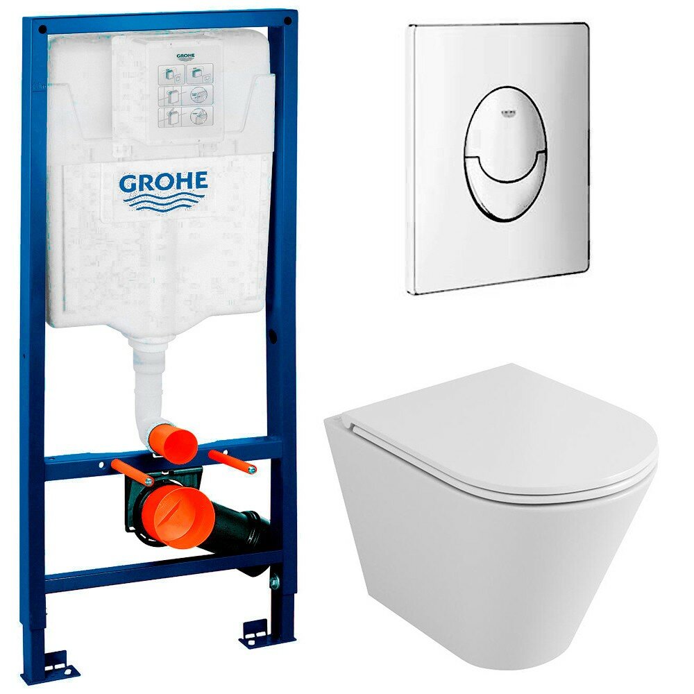 Инсталляция Grohe Rapid SL 38721001 + унитаз OWL Vind Ruta-H OWLT190304 безободковый с сиденьем