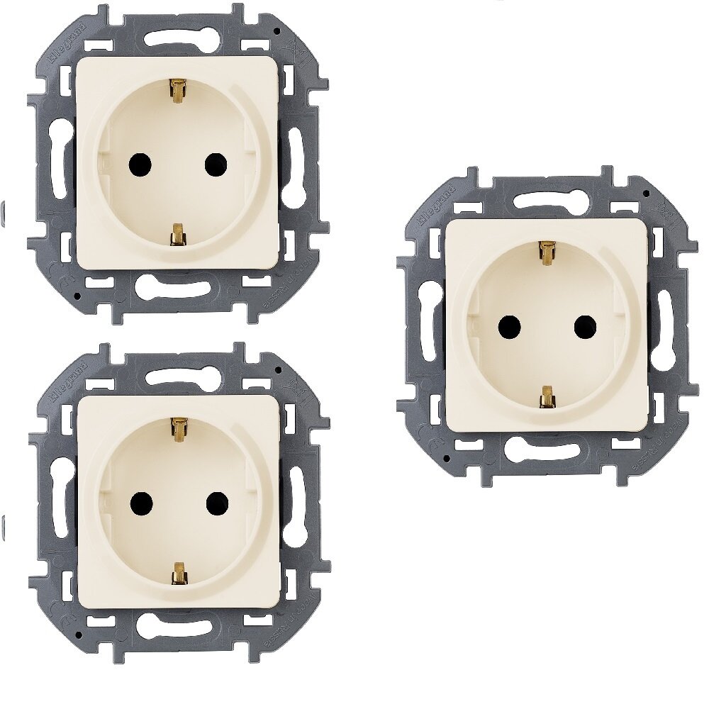 3 шт. Legrand INSPIRIA Слоновая кость Розетка 2К+З - немецкий стандарт - 16 А - 250 В