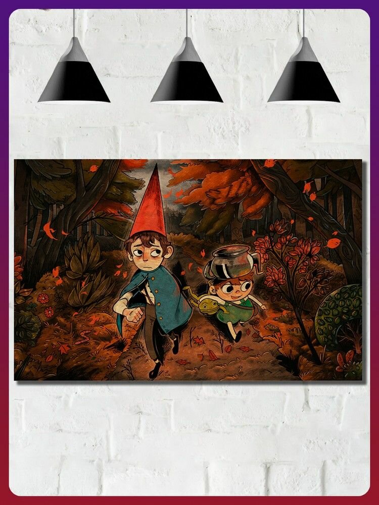 Картина интерьерная на рельефной доске мультфильмы Over the Garden Wall (по ту сторону изгороди, cartoon network, вирт, энок, хэллоуин) - 62412313
