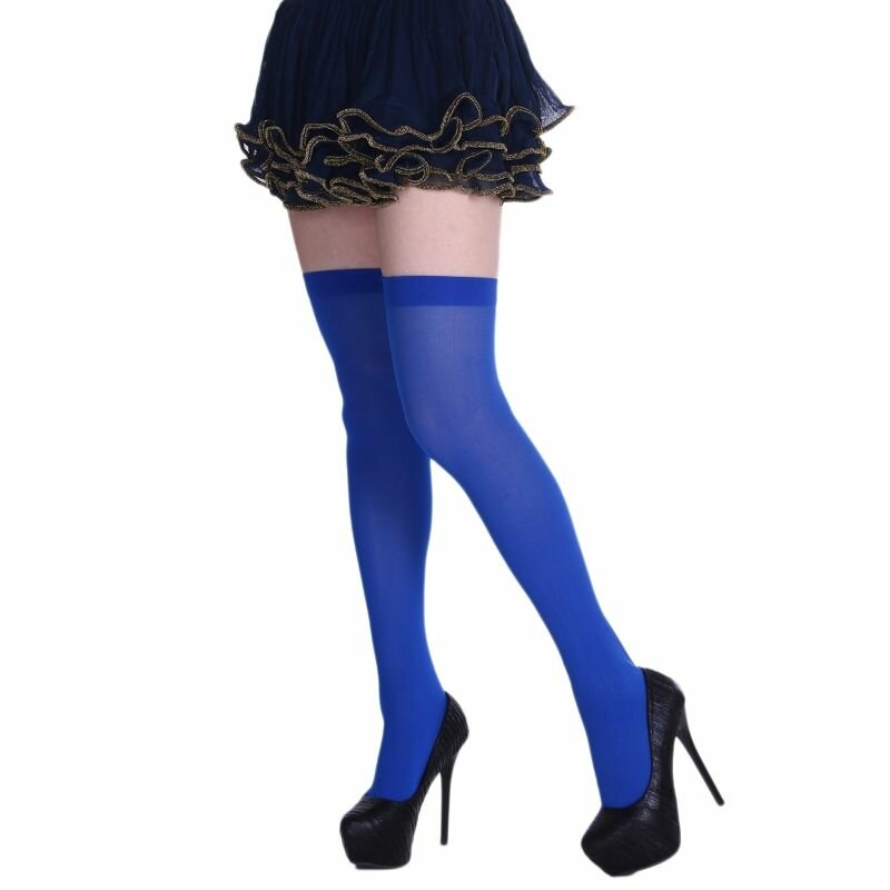 Женские высокие хлопковые гольфы, Темно- синие чулки