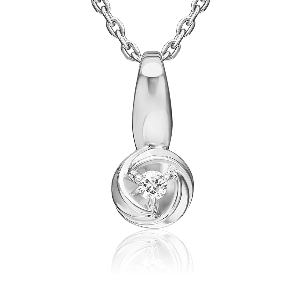 Подвеска, белое золото, 585 проба, бриллиант