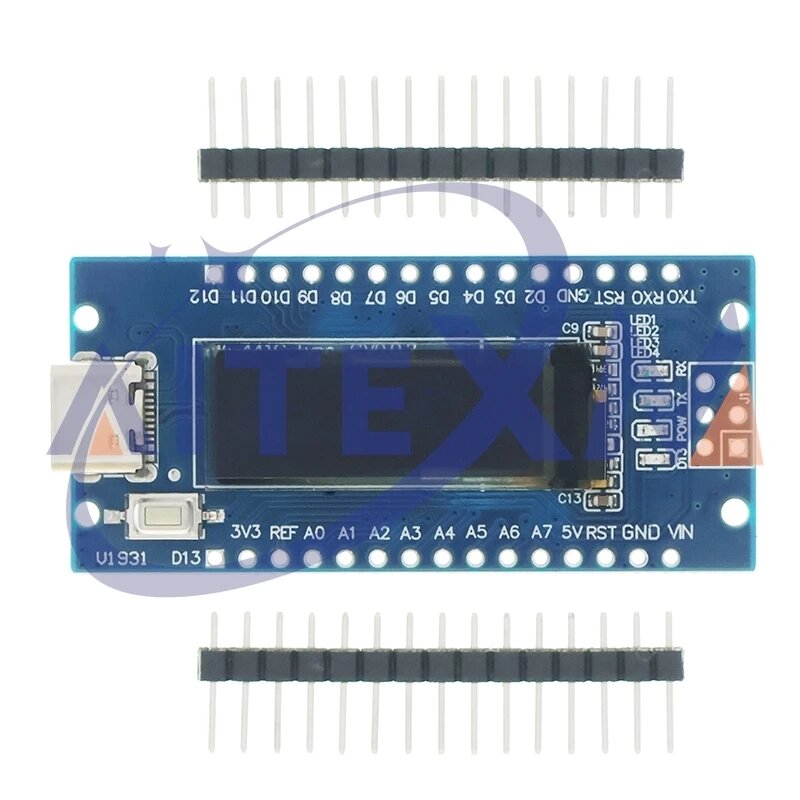 Nano V3.0 ATmega328P TYPE-C USB улучшенный модуль CH340C со встроенным 0,91-дюймовым OLED-экраном I2C, совместимым с Arduino