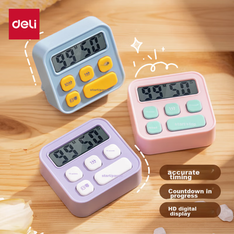 Deli electronic timer baking timer children student exam time management school entrance examination must-have gift LE201