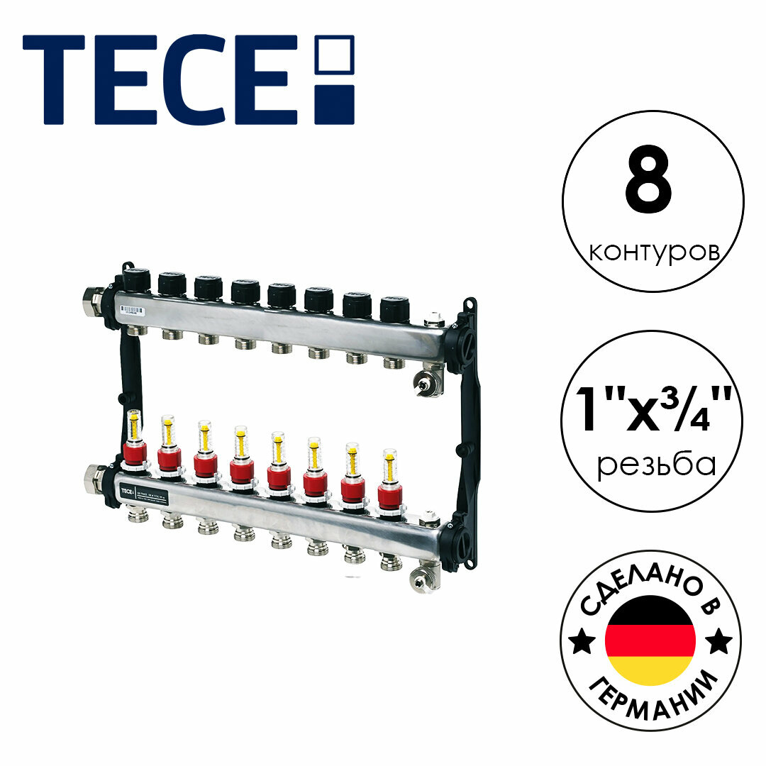 Коллектор отопления TECE (77310008), 8 контуров