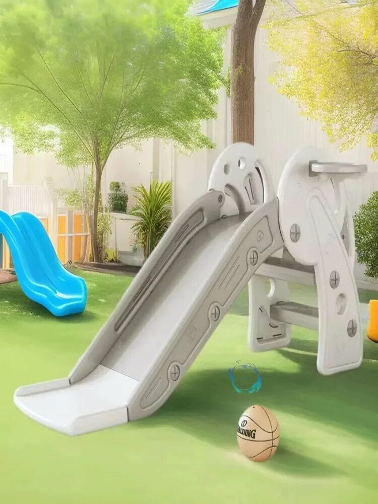 Детская лестница, Маленькая детская горка, Содержит баскетбольное кольцо и маленький баскетбольный мяч 110x35x54cm 儿童楼梯，小型儿童滑梯，包含篮球架和小篮球 110x35x54cm