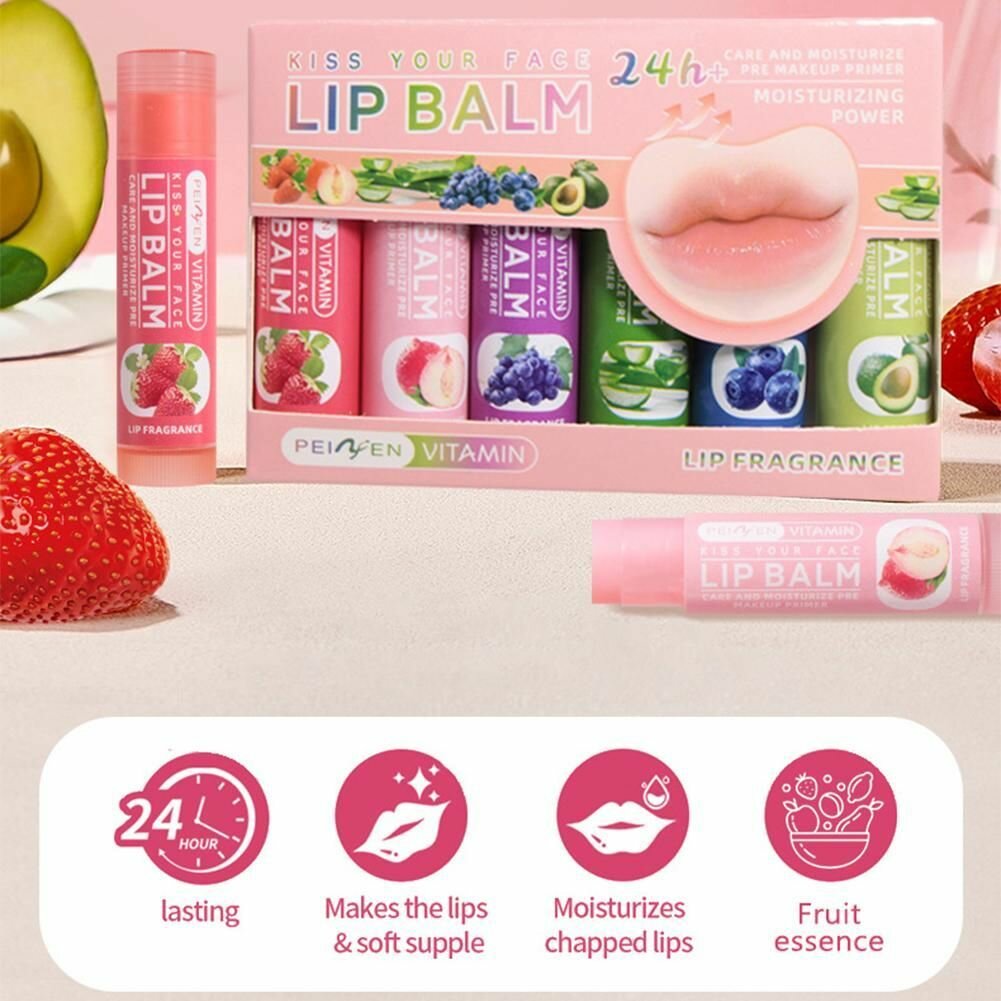 6шт гигиеническая помада для губ, бальзам для губ, Изменение цвета