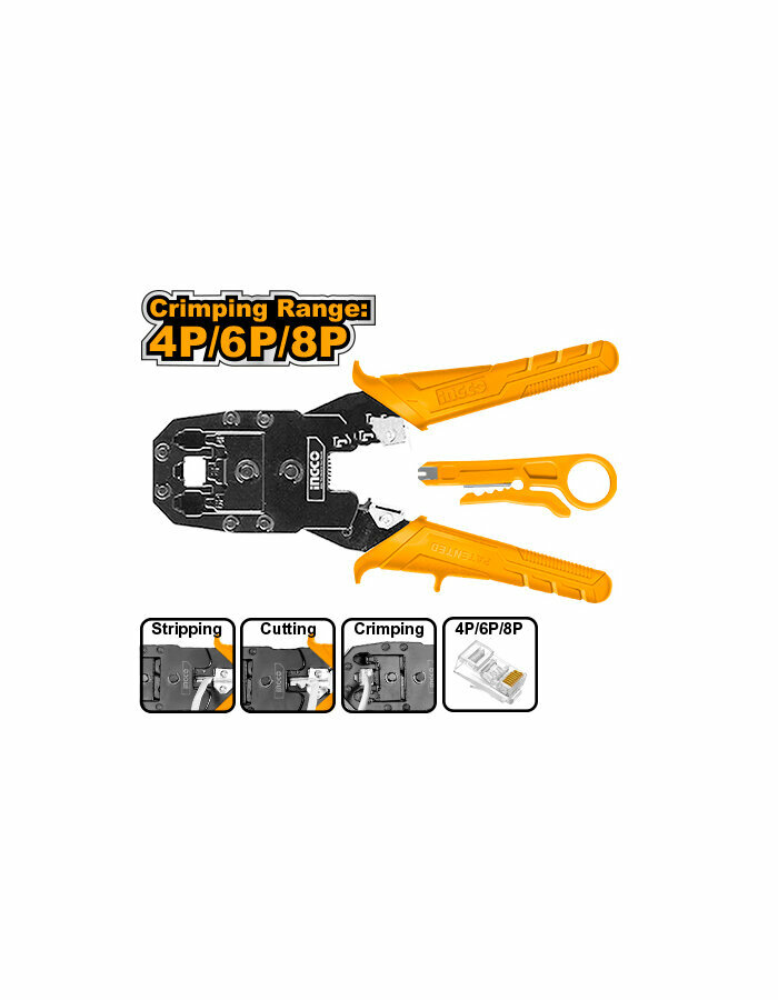 Клещи для обжима витой пары INGCO HMPC1468P