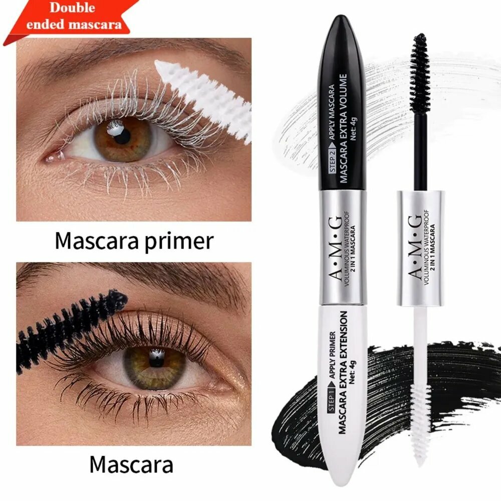 Черная + белая водостойкая подкручивающая двухсторонняя тушь для ресниц