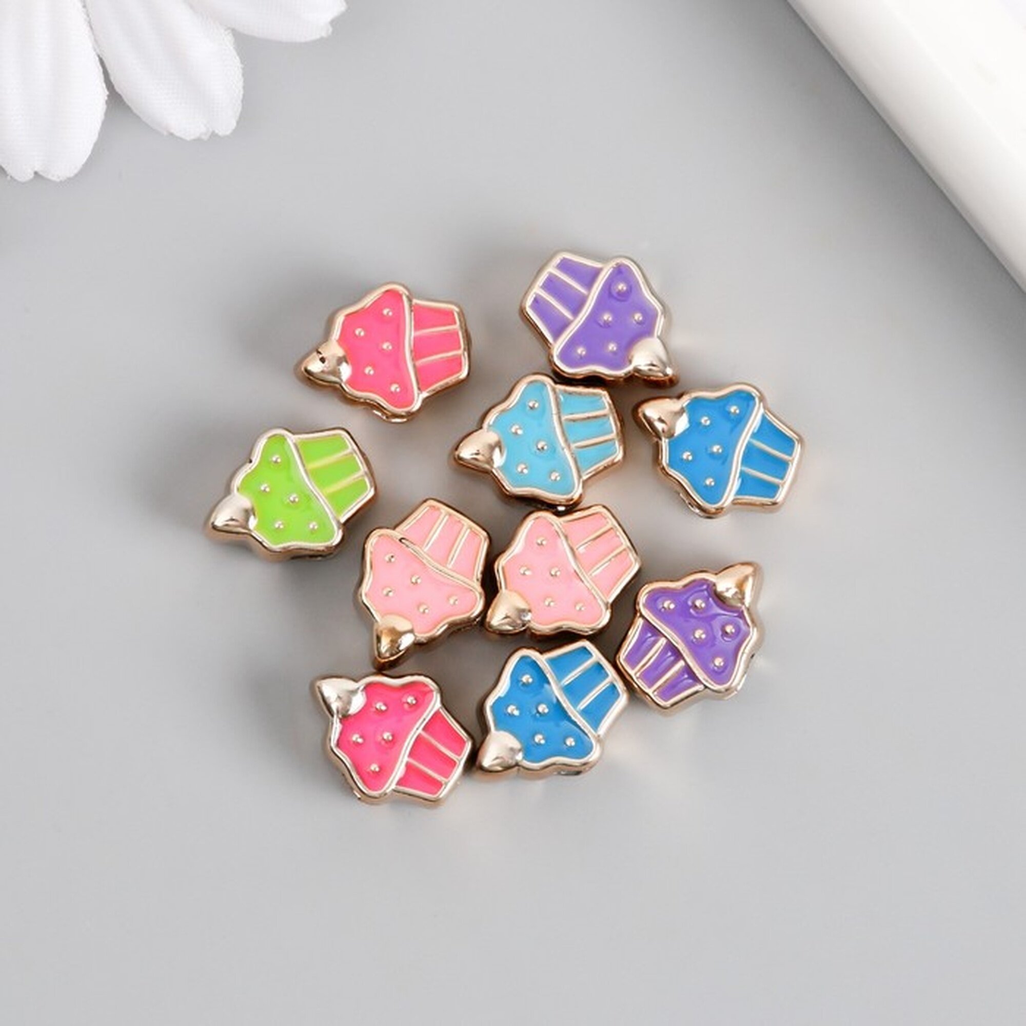 Бусина Арт Узор "Капкейк", фигурная, разноцветная, 0,8x1,2x1,5 см