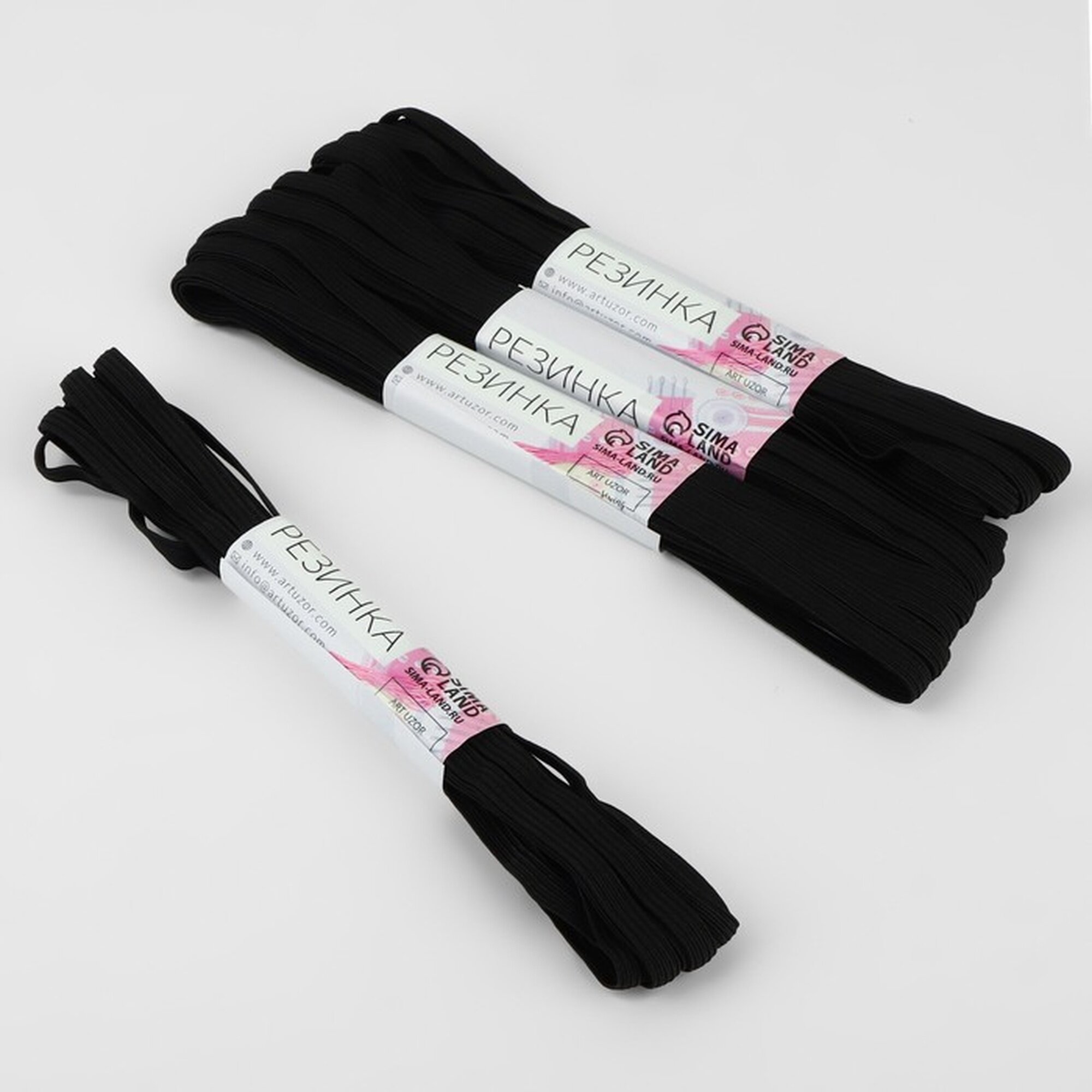 Резинки бельевые, 6 мм, 5.5±0.5 м, 4 шт, чёрные