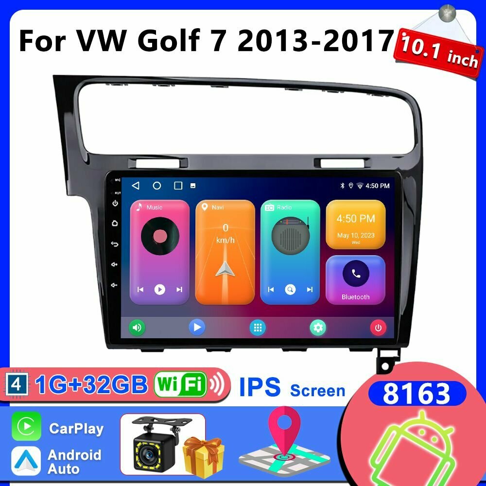 Автомагнитола 2 дин Андроид для Фольксваген/VW Golf 7 2013-2017 навигатор CarPlay, Wi-Fi, Bt, RDS