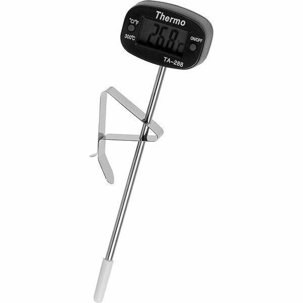 Термометр электронный (от -50°C до +300°C), сталь, 130✕45 мм, бордо, стальной (Doppio)