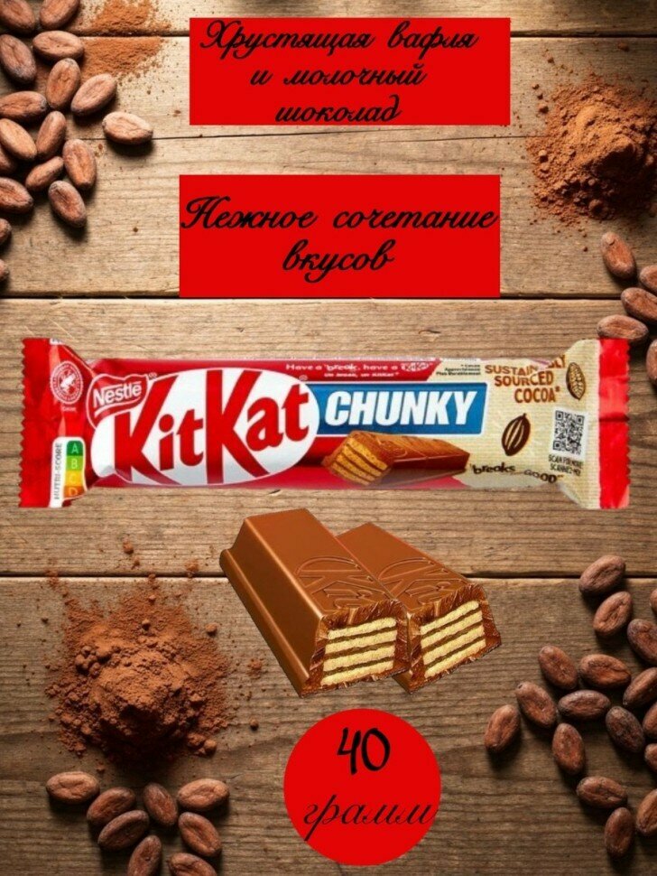 Кит Кат Чанки в молочном шоколаде 40 грамм