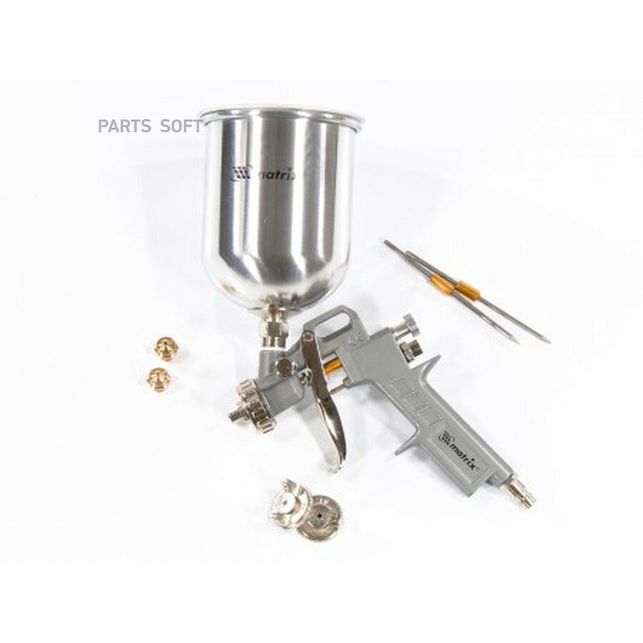 Краскораспылитель пневмат. с верхним бачком V=1,0 л, сопла диаметром 1.2, 1.5 и 1.8 мм от официального дистрибьютора, MATRIX, артикул 57315