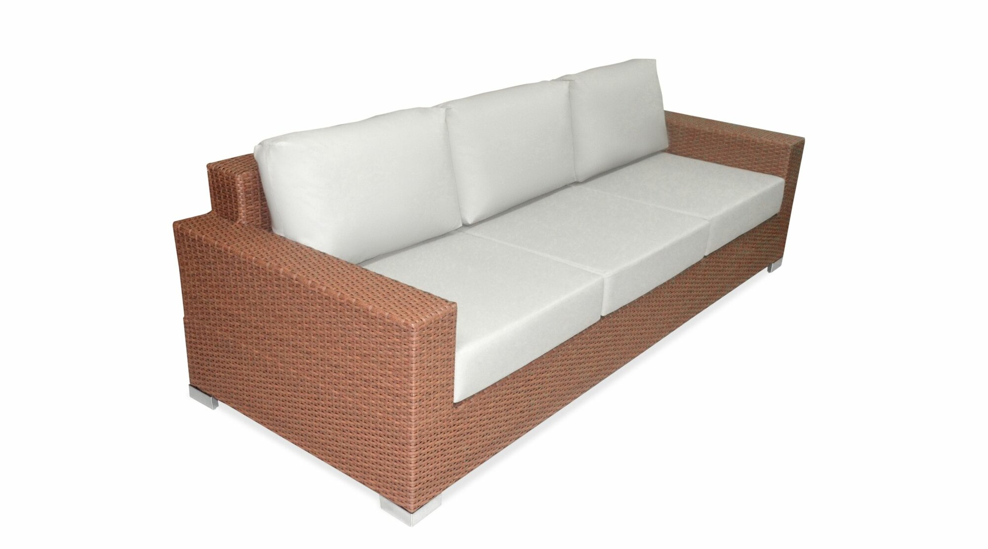 Диван из искусственного ротанга Майами 3х местный, цвет коричневый