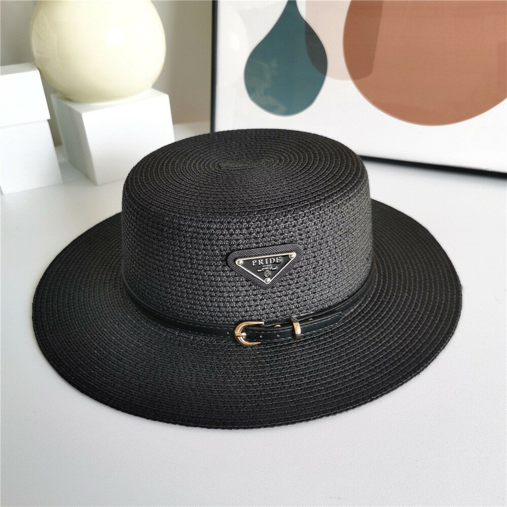 Новая соломенная шляпа с поясом в корейском стиле, женская весенне-летняя модная универсальная шляпа с плоским цилиндром для отдыха и пляжа,