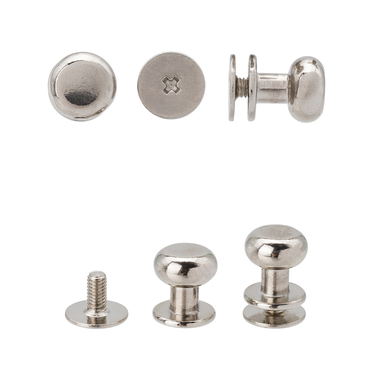 Кобурный винт для ремней и сумок, 9 мм, цвет никель, 10 штук