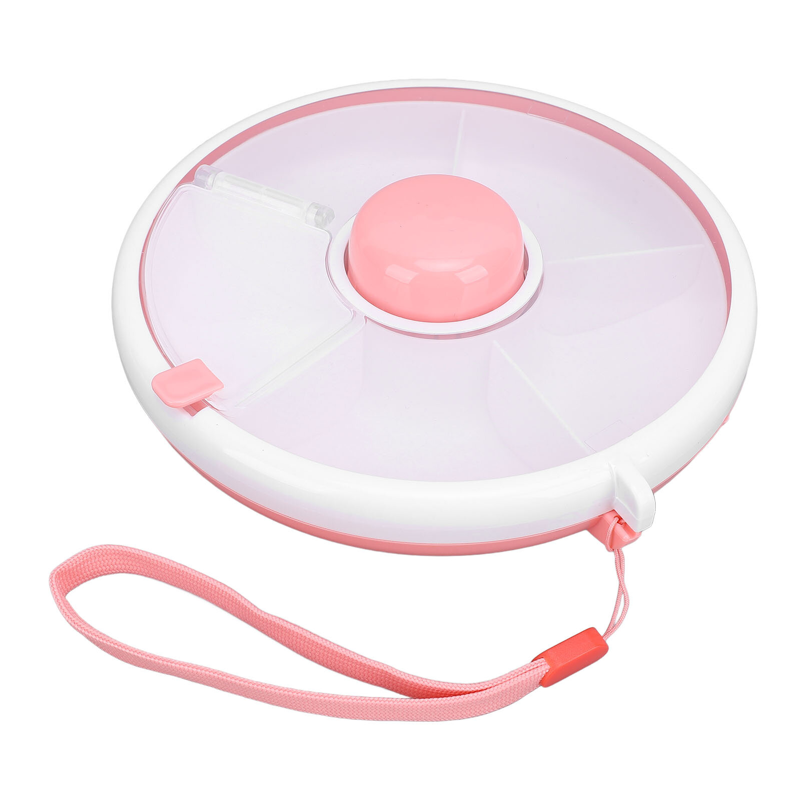 Вращающийся на 360° контейнер для закусок большой вместимости с крышкой, для детей, для дома, кораллово-розовый цвет.