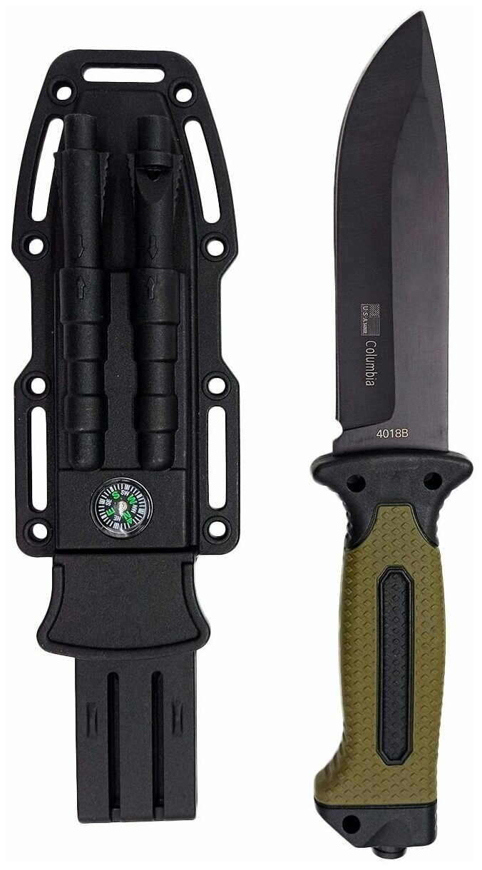 Нож тактический Columbia River 4018B (компас, огниво, свисток) ручка хаки
