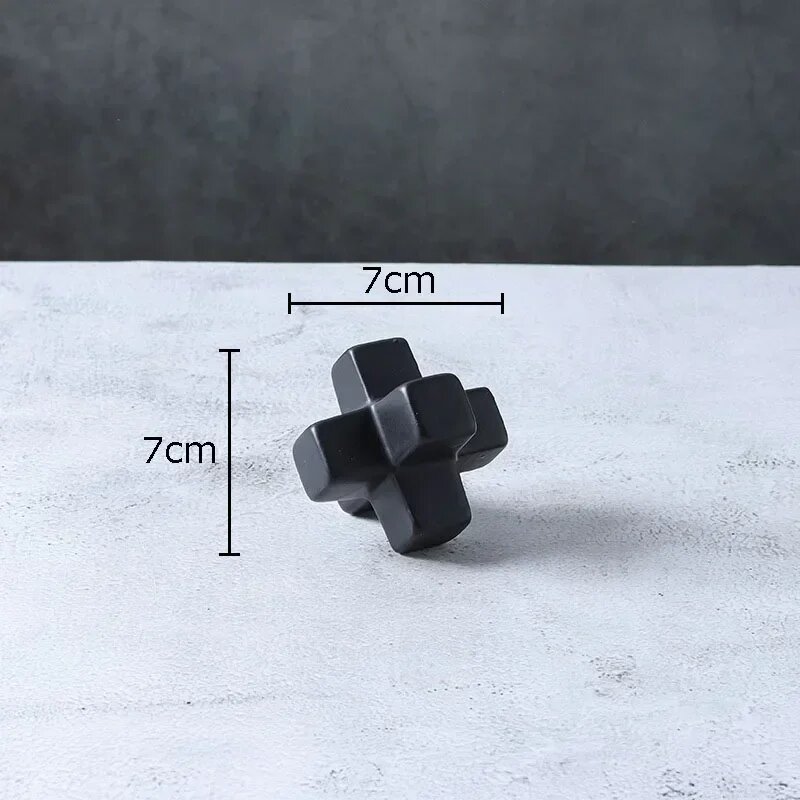 Минимализм керамический крест квадратный блок статуя украшение стола геометрический квадратный блок скульптура фарфоровые ремесленные украшения, Серый