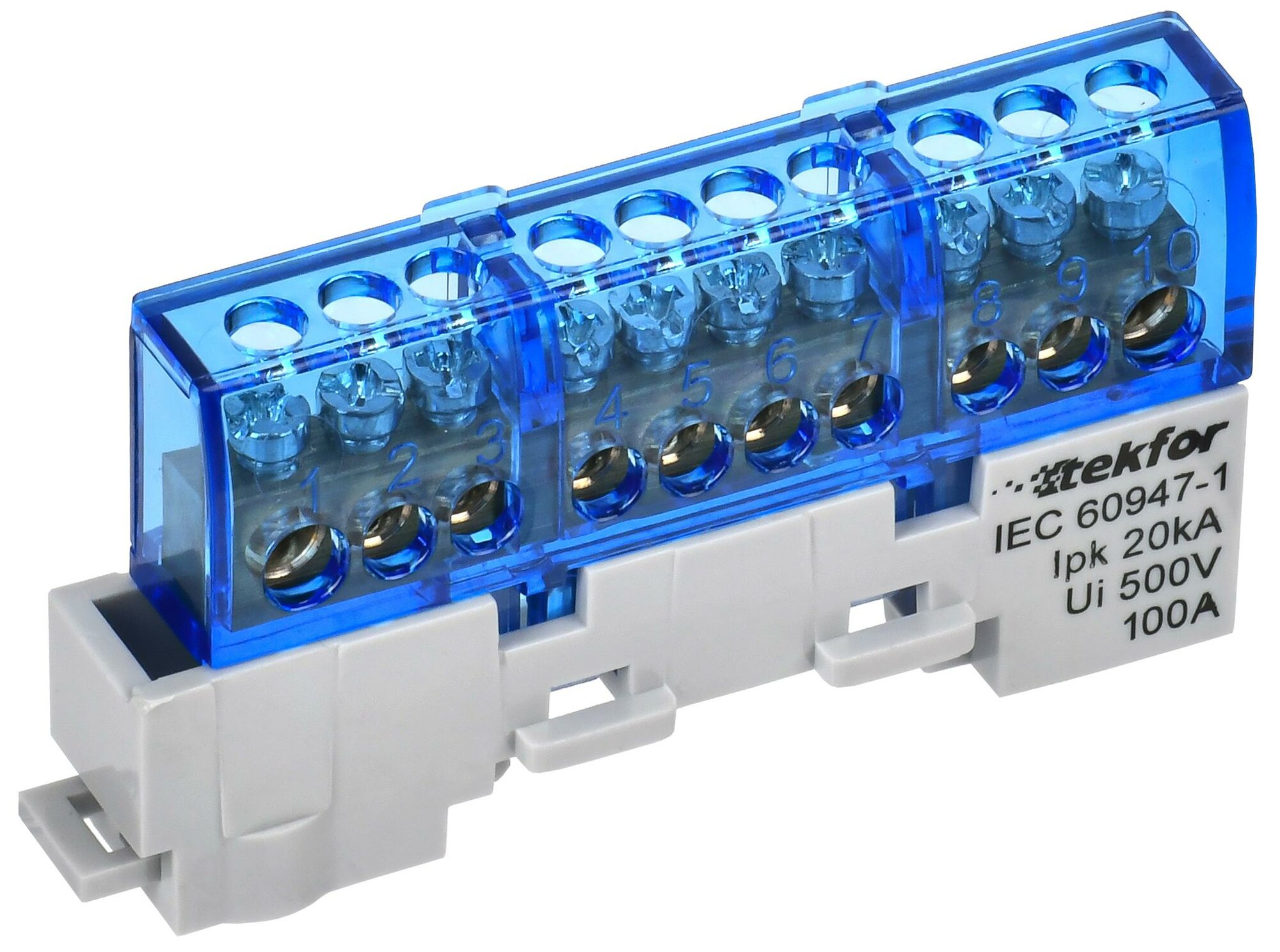 Шина электрическая IEK N ноль изолированная на универсальном держателе 6х9-10-С, Tekfor