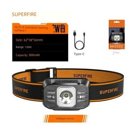 Фонарь SupFire HL75-X, датчик движения, 2Вт, 5 часов, эластичный, для рыбалки