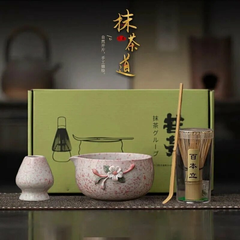 Набор для приготовления матчи, керамика, 4 предмета, светло-розовый