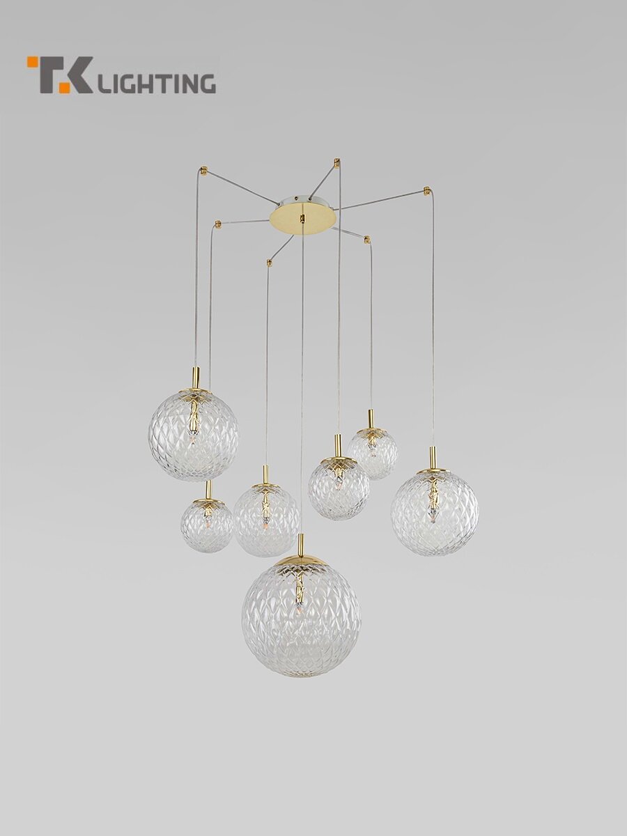 Люстра / Подвесной светильник со стеклянными плафонами TK Lighting 4608 Cadix Gold, G9, 7*8 Вт, золото